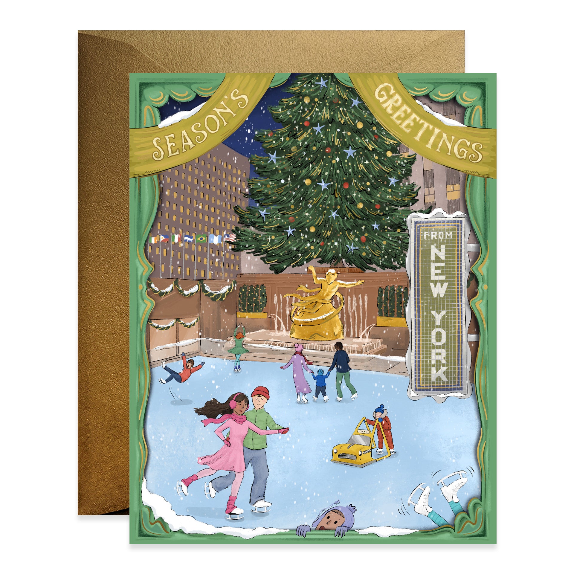 Rockefeller Center Christmas Card with Gold Foil – Good Juju Ink